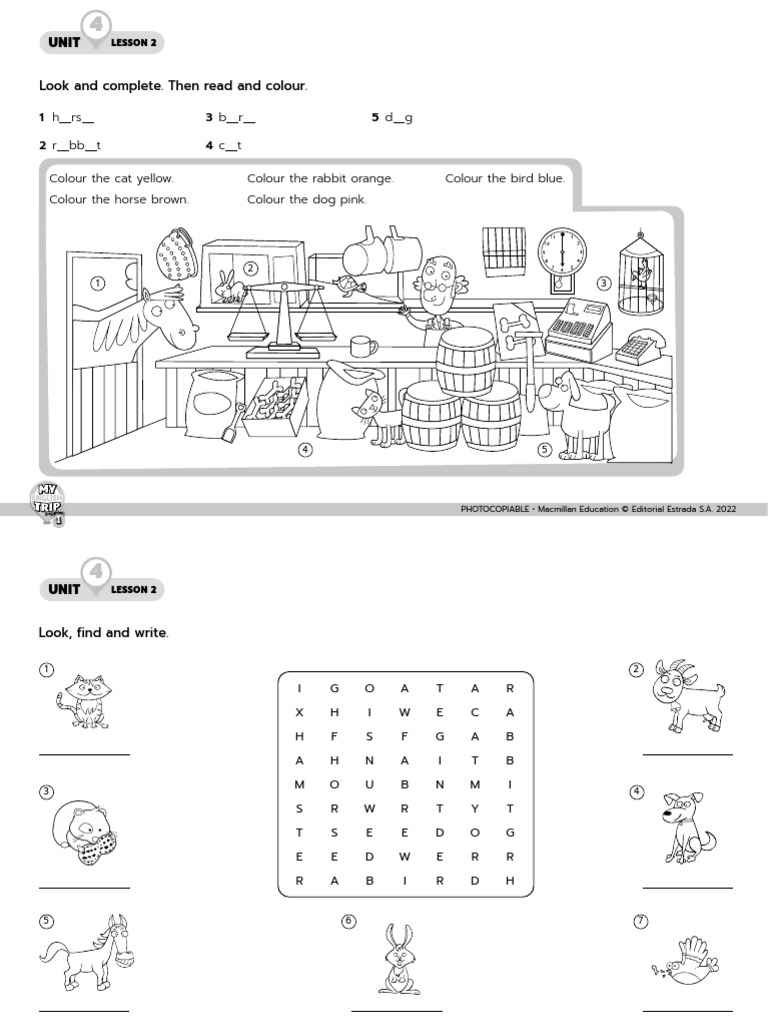 MET2 L1 U4 Worksheets | PDF | Animals And Humans