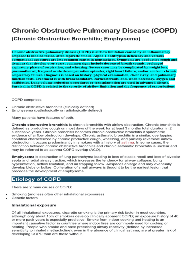 Understanding Chronic Obstructive Pulmonary Disease | PDF | Chronic ...