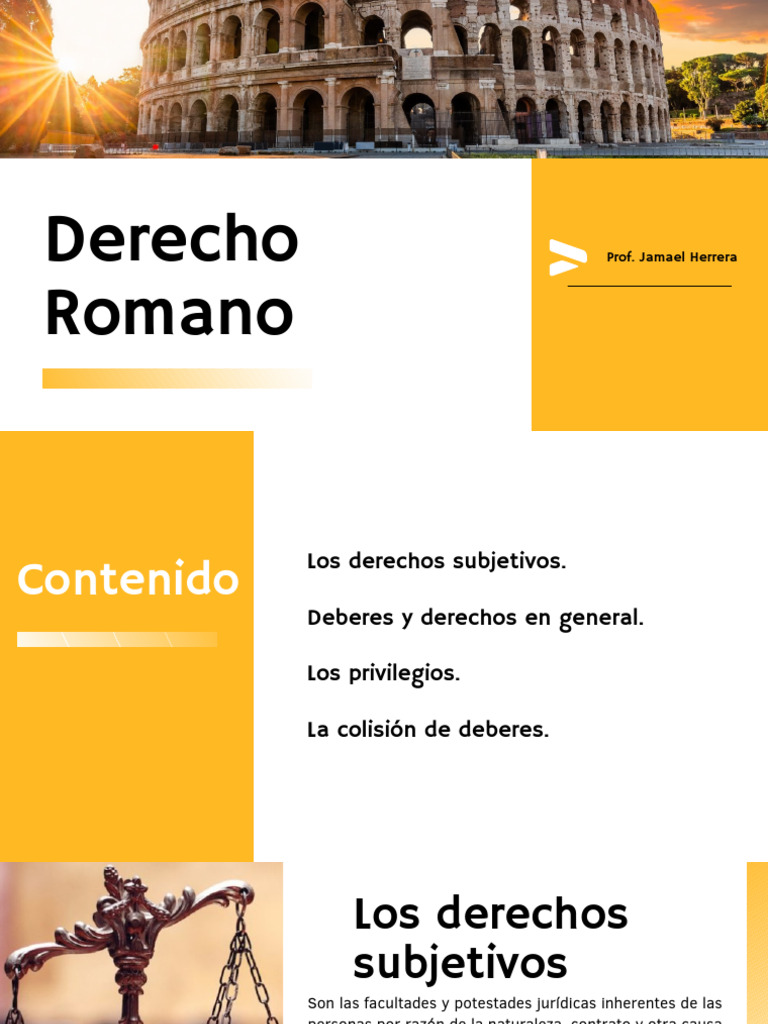 Derecho Romano. Derechos subjetivos, derecho y deberes en general ...