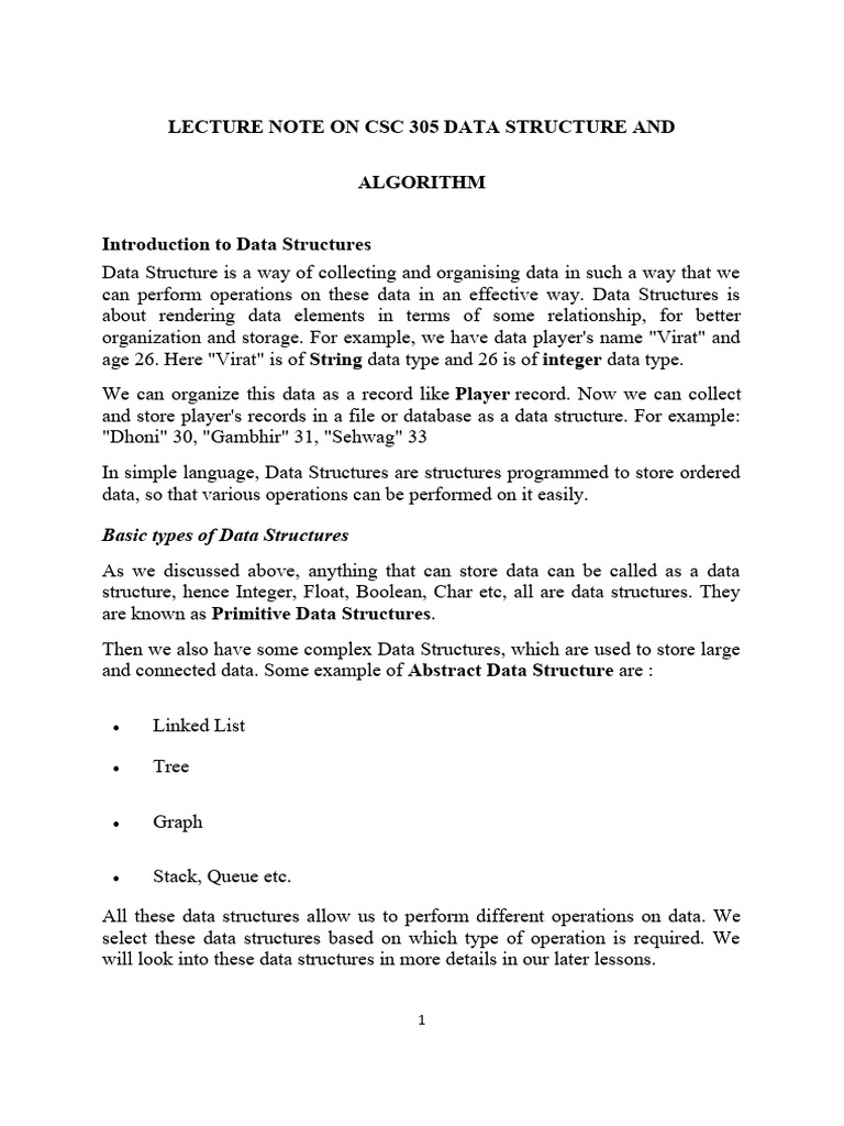 Futo_csc 305_data Structure Lecture Note | PDF | Time Complexity ... Futo_csc 305_data Structure Lecture Note | PDF | Time Complexity ...