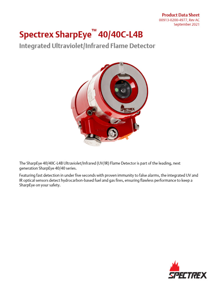 Technical Data Sheet Spectrex Sharpeye 40 40c l4b Integrated Uv Ir ...