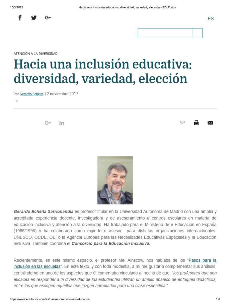 Hacia una inclusi-n educativa_ diversidad- variedad- elecci-n - EDUforics | Descargar gratis PDF ...