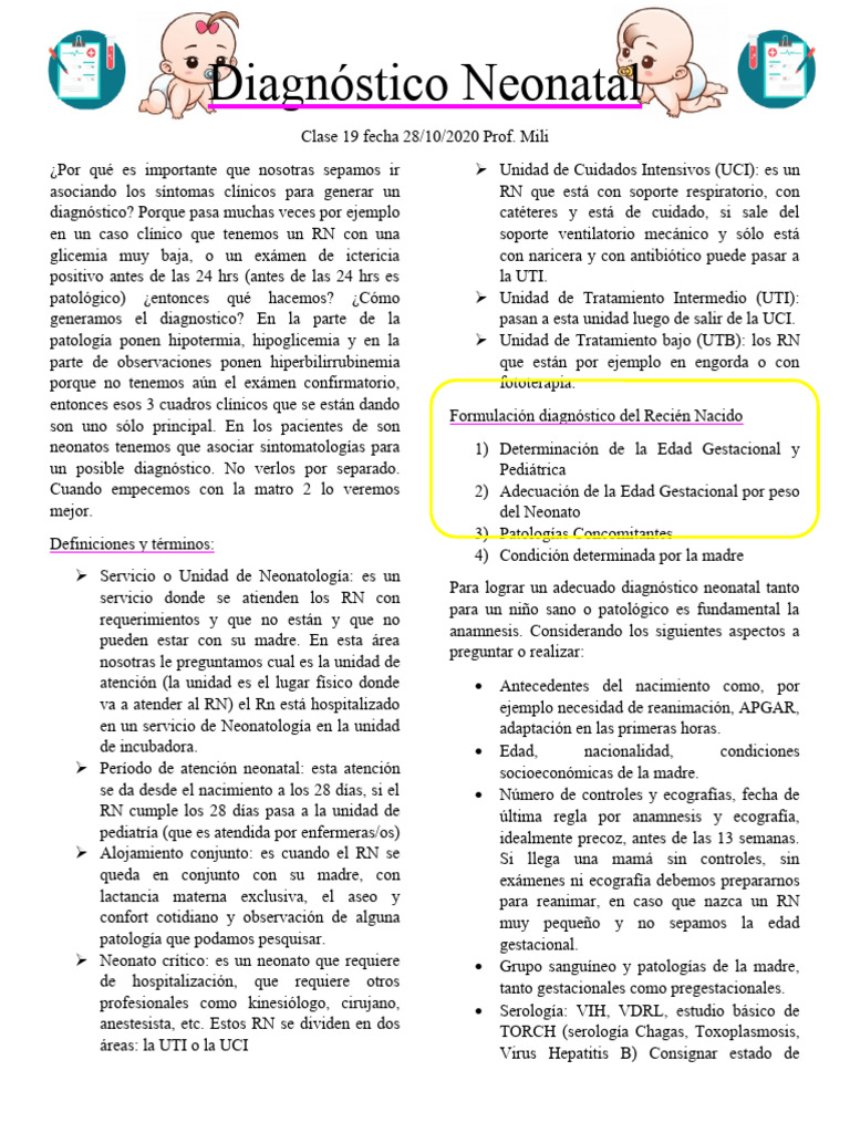 Diagnostico Neonatal | PDF | Parto prematuro | Infantes