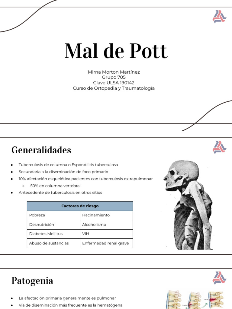 Mal de Pott | PDF | Tuberculosis | Medicina CLINICA