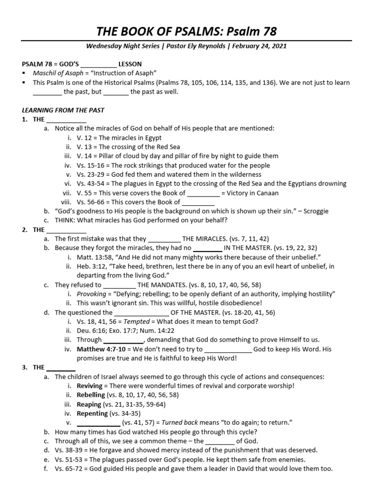 Psalm 78 | PDF | God | Old Testament Books