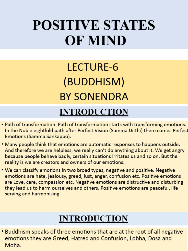 L6 - Positive States | PDF | Noble Eightfold Path | Emotions