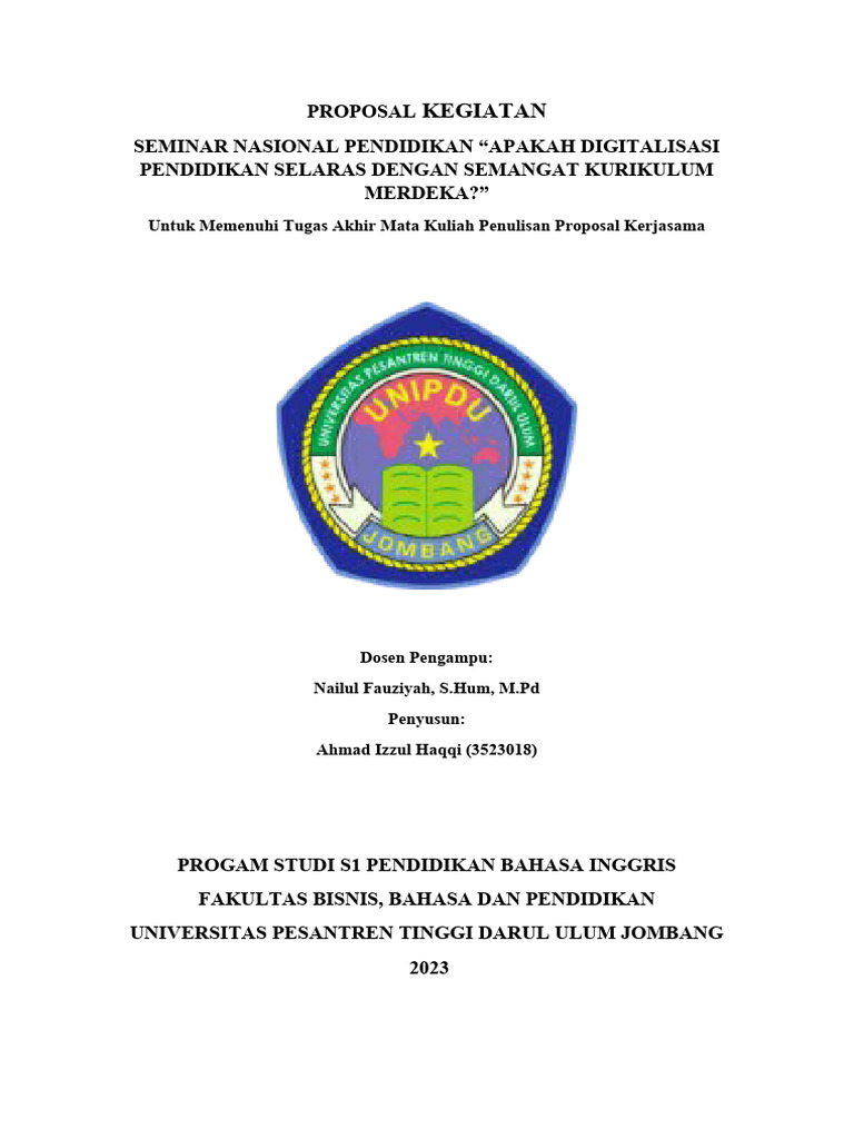 Contoh Proposal Kegiatan Seminar Pendidikan | PDF