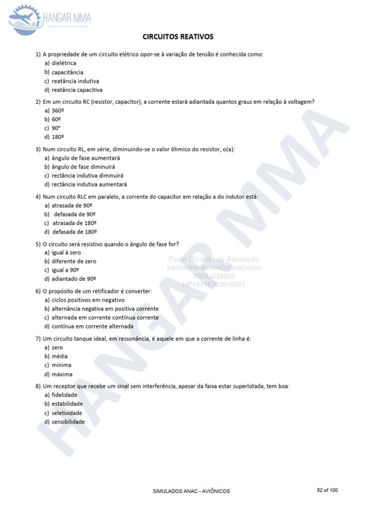 Simulados Anac Avi-53-101 | PDF | Diodo | Retificador