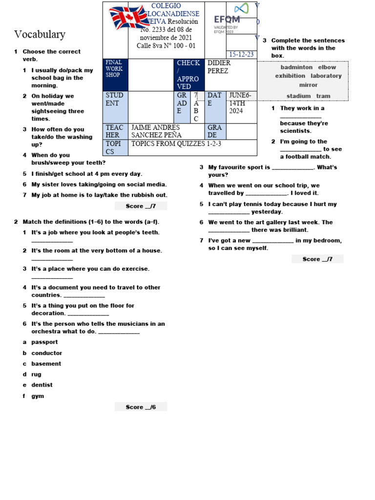 Bc665a654b6259f - 7TH GRADE FINAL Workshop | PDF