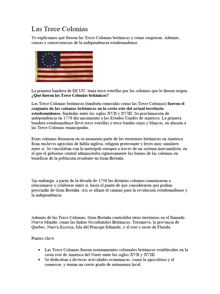 Las Trece Colonias | PDF | Trece colonias | Imperio Británico