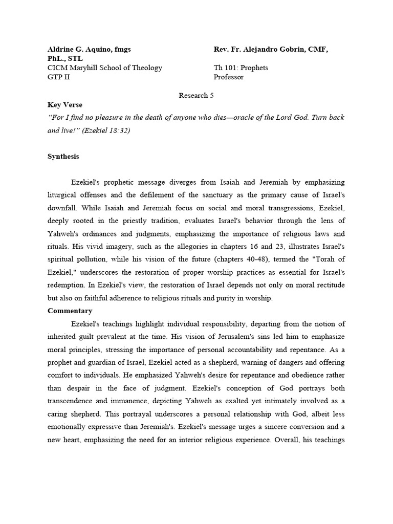 Aquino Research Paper 5 | PDF | Book Of Ezekiel | God