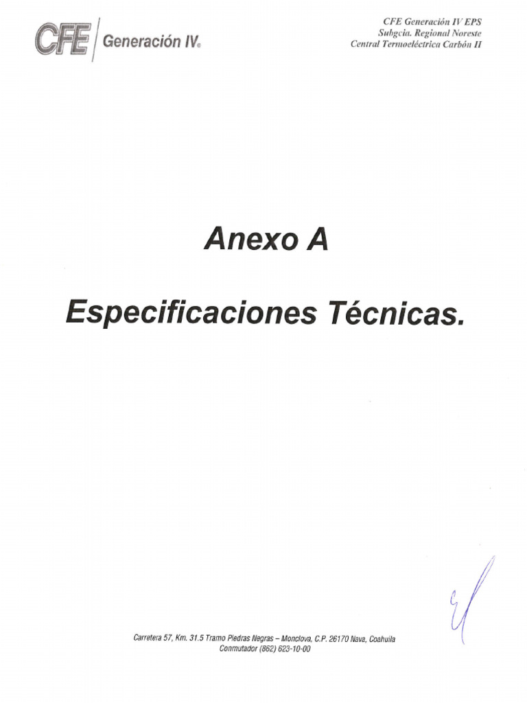 Anexo 2 Especificaciones Técnicas | PDF