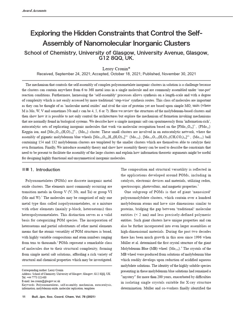 Inorganic Life Lee Cronin | PDF | Chemistry | Applied And ...