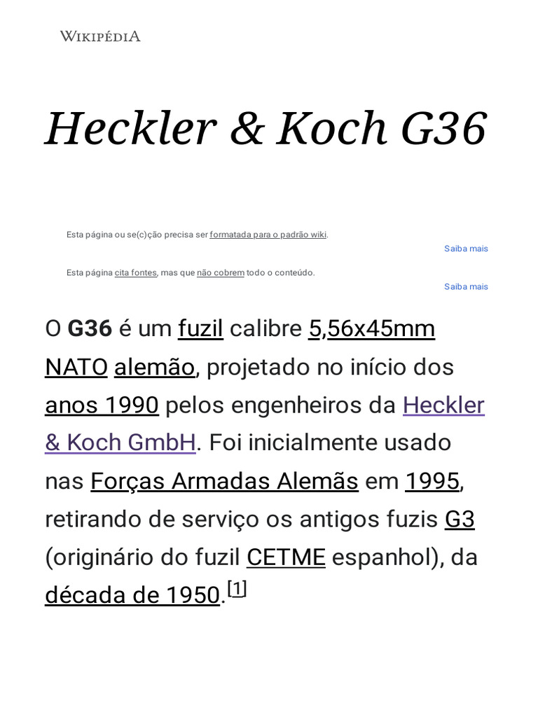 Fuzil G36: História e Especificações | PDF | Rifle | Balística