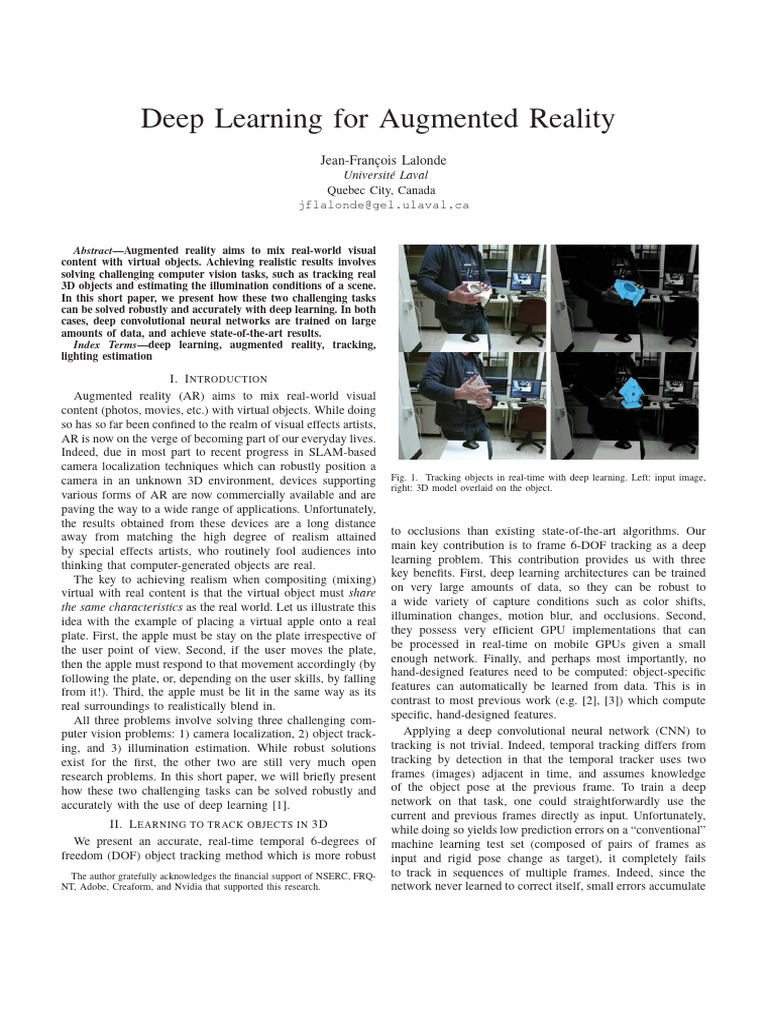 21.deep Learning For AR | PDF | Augmented Reality | Deep Learning 21.deep Learning For AR | PDF | Augmented Reality | Deep Learning