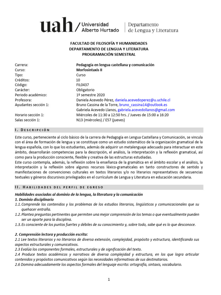 Programa Morfo-II Sec1 Plcyc 2020 | PDF | Adverbio | Oración (Lingüística)