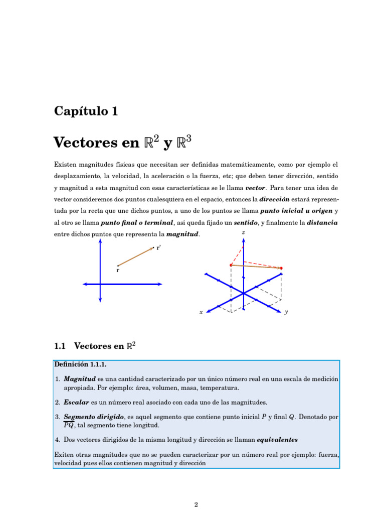 Vectores en R2 y R3: Definiciones y Propiedades | PDF | Vector ...