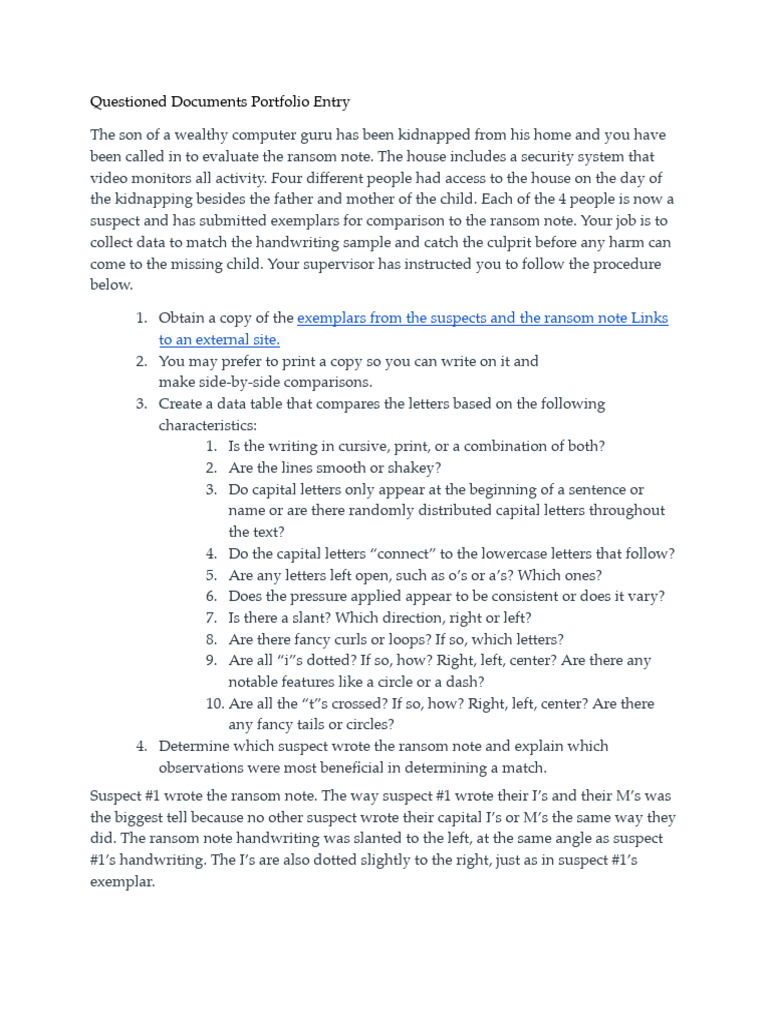 Questioned Documents Portfolio Entry | PDF | Letter Case