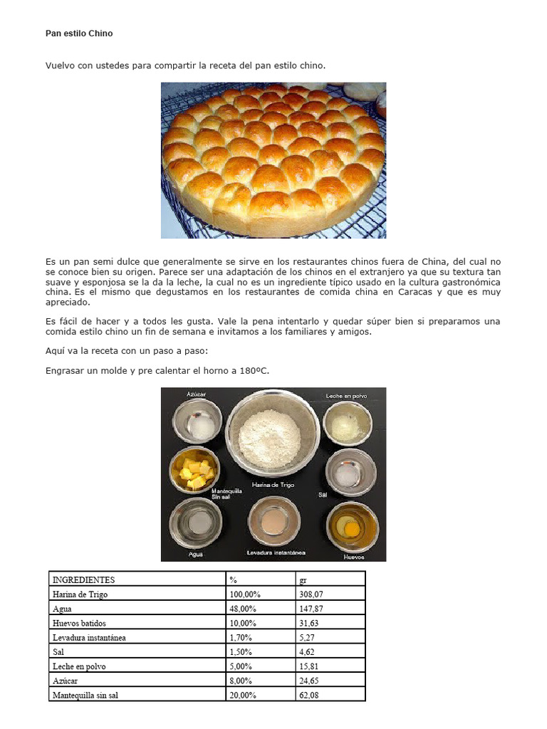 Pan Estilo Chino RECETAS VARIAS | PDF | Panes | Mantequilla