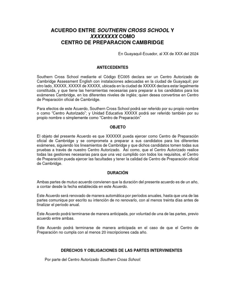 Acuerdo MODELO 2024 | PDF