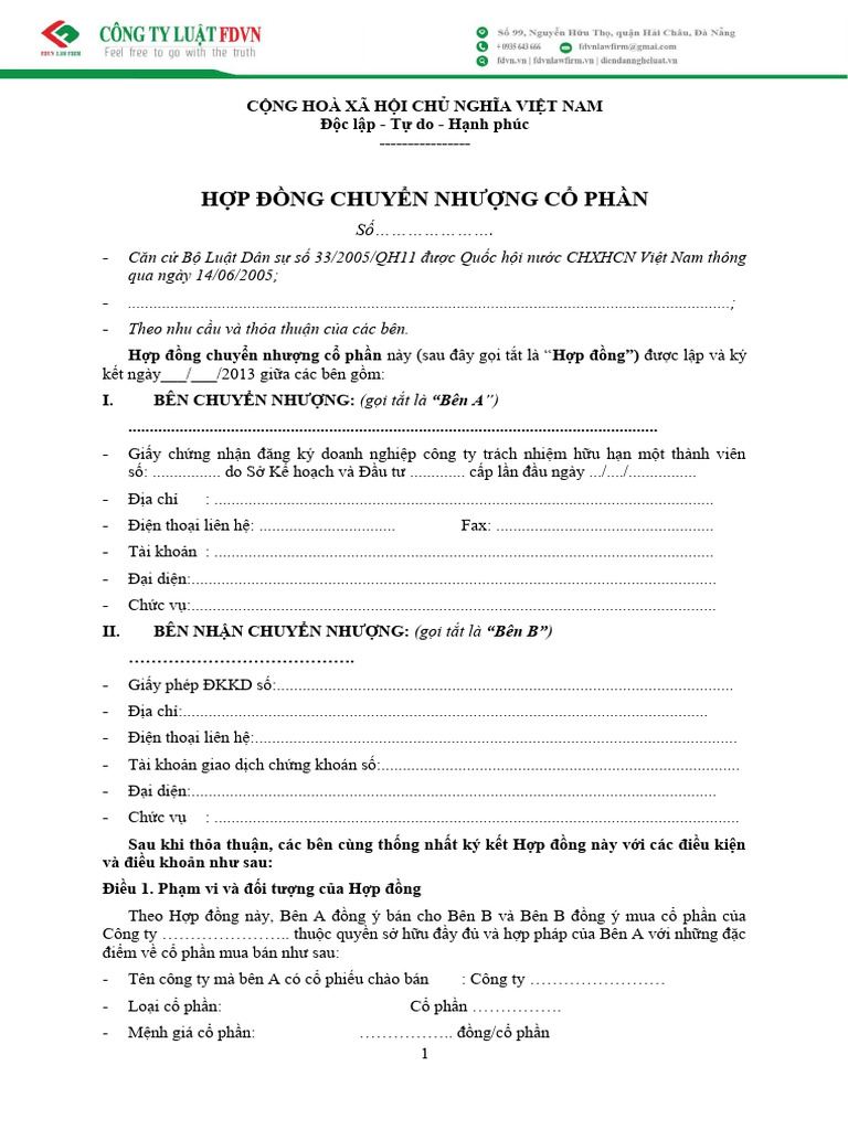 5 - Hop Dong Chuyen Nhuong Co Phan 5 | PDF