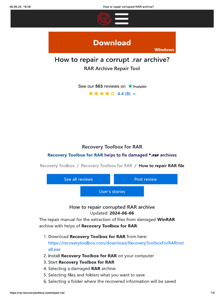 Recovery Toolbox For RAR | PDF