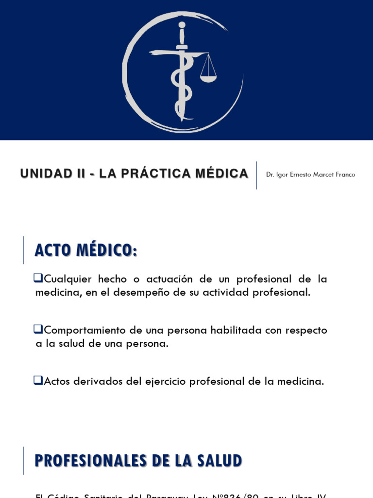 Unidad 2 - La Practica Medica | PDF | Terapia | Cuidado de la salud