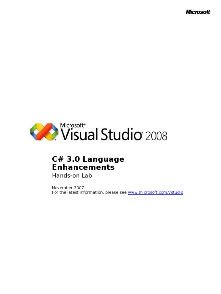 Csharp 3.0 Language Enhancements Hands On Lab | PDF