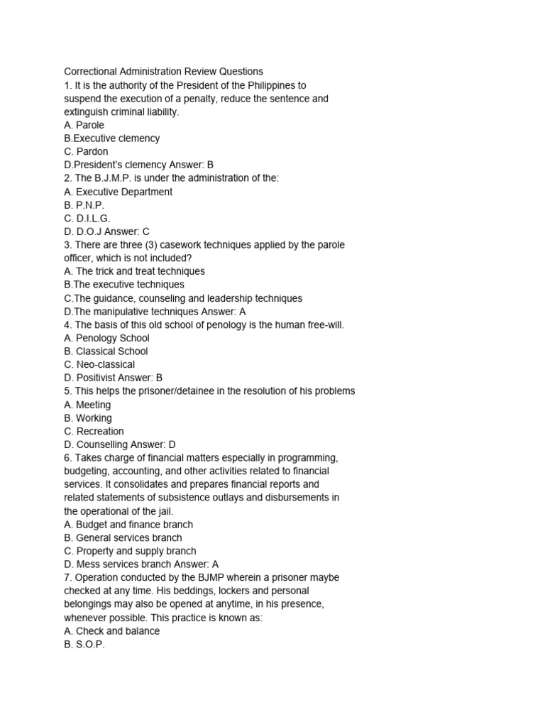 CORRAD - Correctional Administration Review Questions | PDF | Prison ...