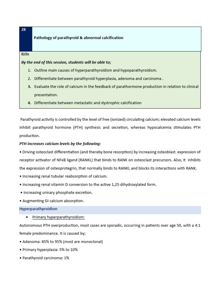 L-28-Pathology of Parathyroid Abnormal Calcification | PDF | Glands ...