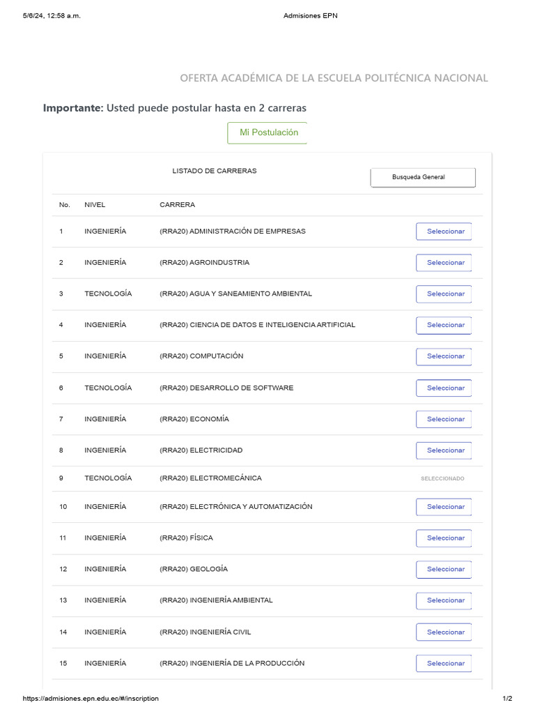Admisiones EPN | PDF | Ingeniería | Ciencias fisicas