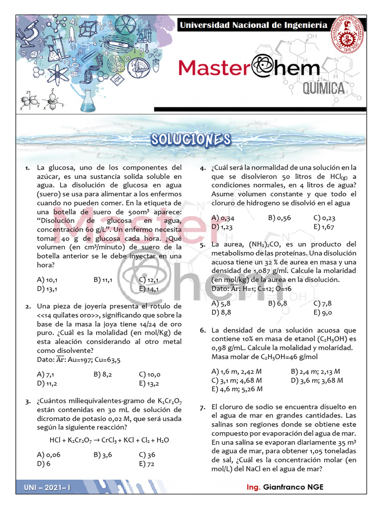 MC17 Soluciones | PDF | Concentración | Ácido clorhídrico