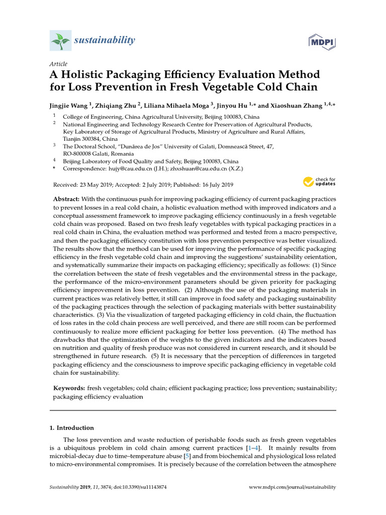 A Holistic Packaging Efficiency Evaluation Method for Loss Prevention ...