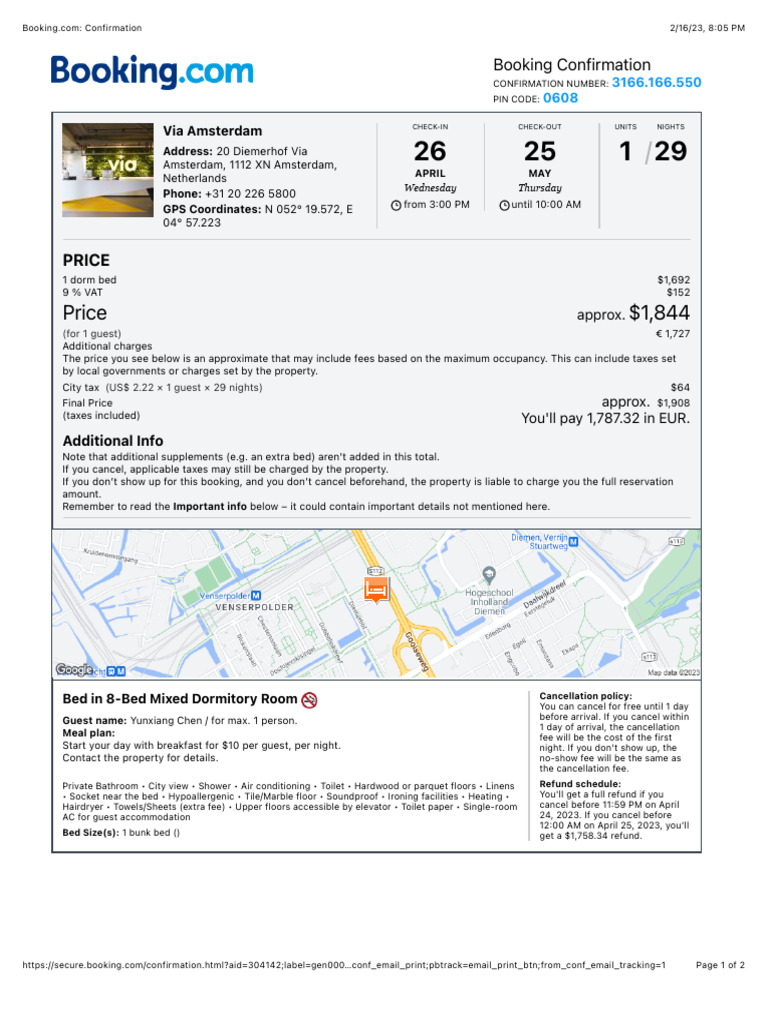 1-Booking.com Confirmation | PDF