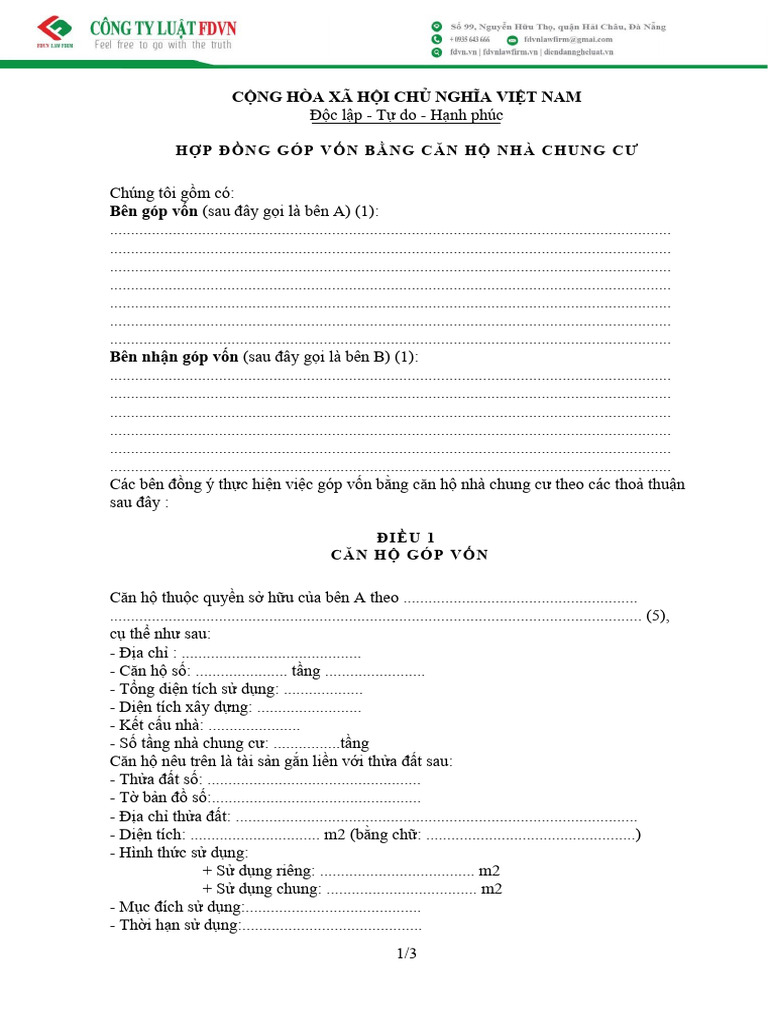 14 - Hop Dong Gop Von Bang Can Ho Chung Cu | PDF