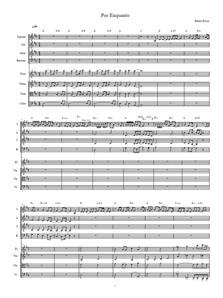 00 Carlos Por Enquanto Cordas Grade | PDF | Música à capela ...