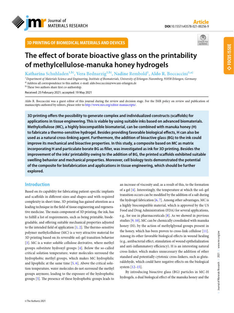 The Effect of Borate Bioactive Glass On The Printa | PDF | Tissue ...