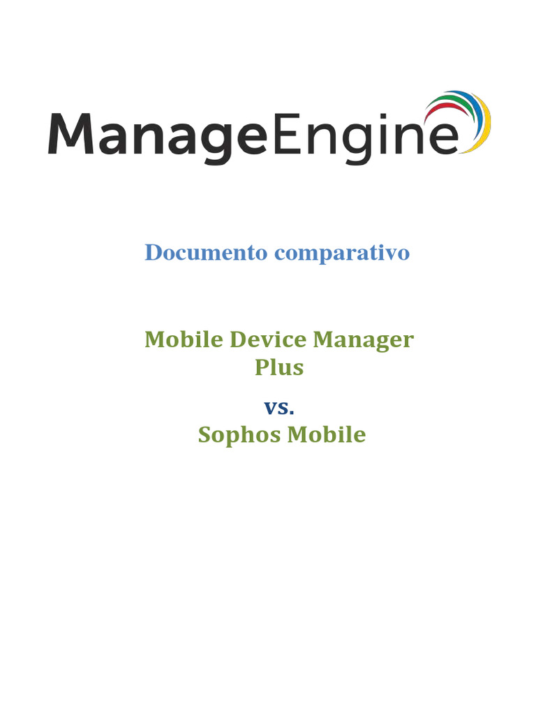 Mobile Device Manager Plus Vs Sophos Mobile - Es | PDF | Dispositivo móvil | Software de la ...