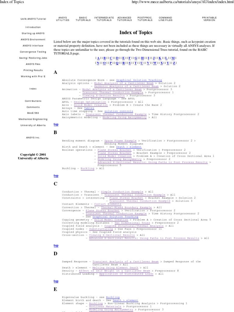 Ansys Index of Topics | Buckling | Thermal Conduction