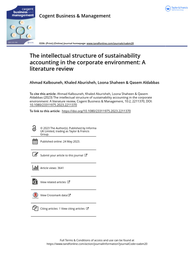 The Intellectual Structure of Sustainability Accounting in The ...