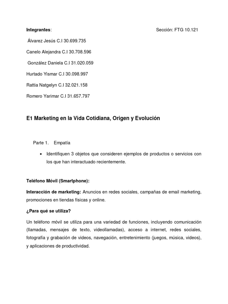 Documento de Dani | PDF | Marketing | Producto (Negocio)
