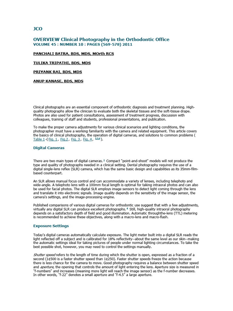 Clinical Photography for Orthodontics | PDF | Camera Lens | Aperture