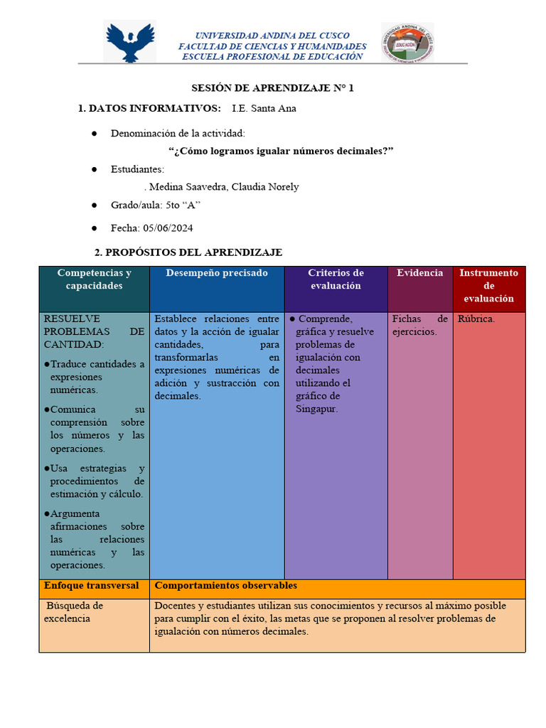 Sesión de AP MATEMÁTICA 5TO PRIM | PDF | Evaluación | Aprendizaje