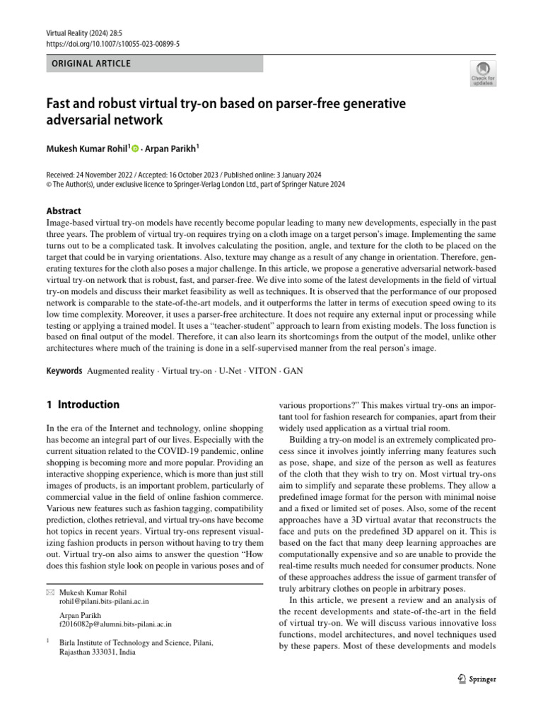 Fast and robust virtual try‐on based on parser‐free generative adversarial network | Download ...