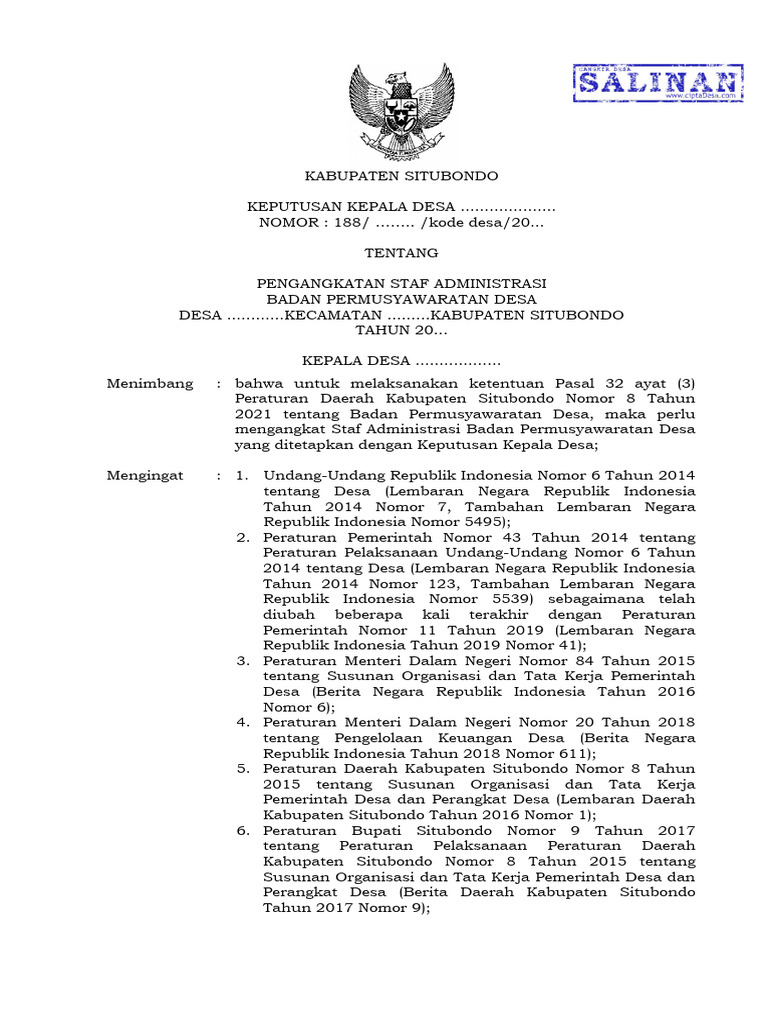 SK Staf BPD (WWW - Ciptadesa.com) | PDF