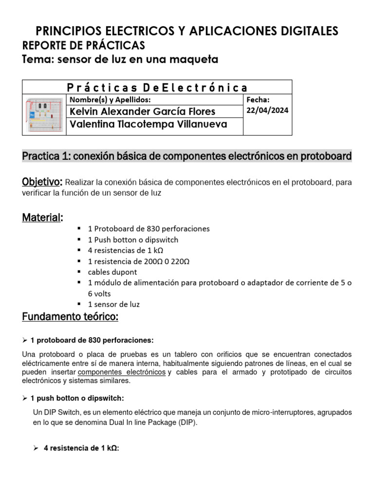 Practica Con Sensor de Luz - Praticipantes - Kelvin Alexander Garcia ... Practica Con Sensor de Luz - Praticipantes - Kelvin Alexander Garcia ...