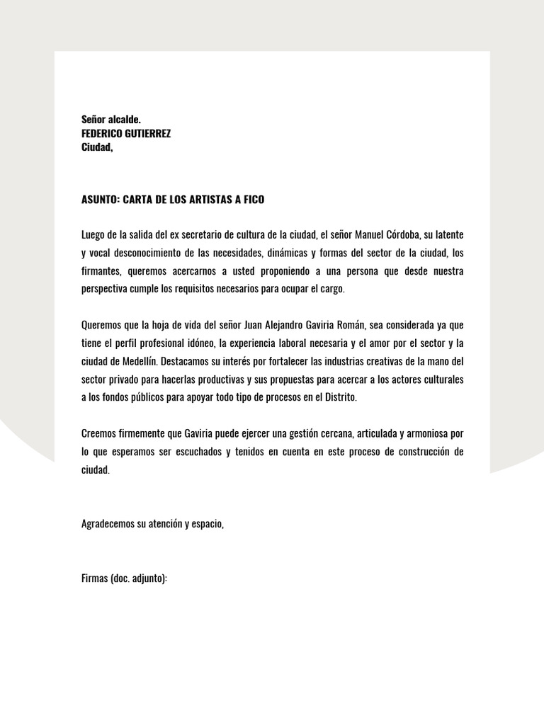 Carta de los artistas | PDF