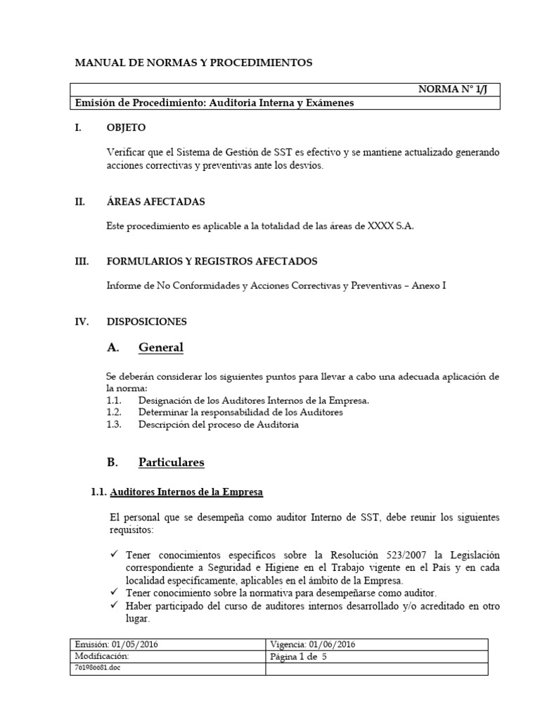 Norma 1 - J Auditorias Internas y Examenes | PDF | Auditoría | Contralor