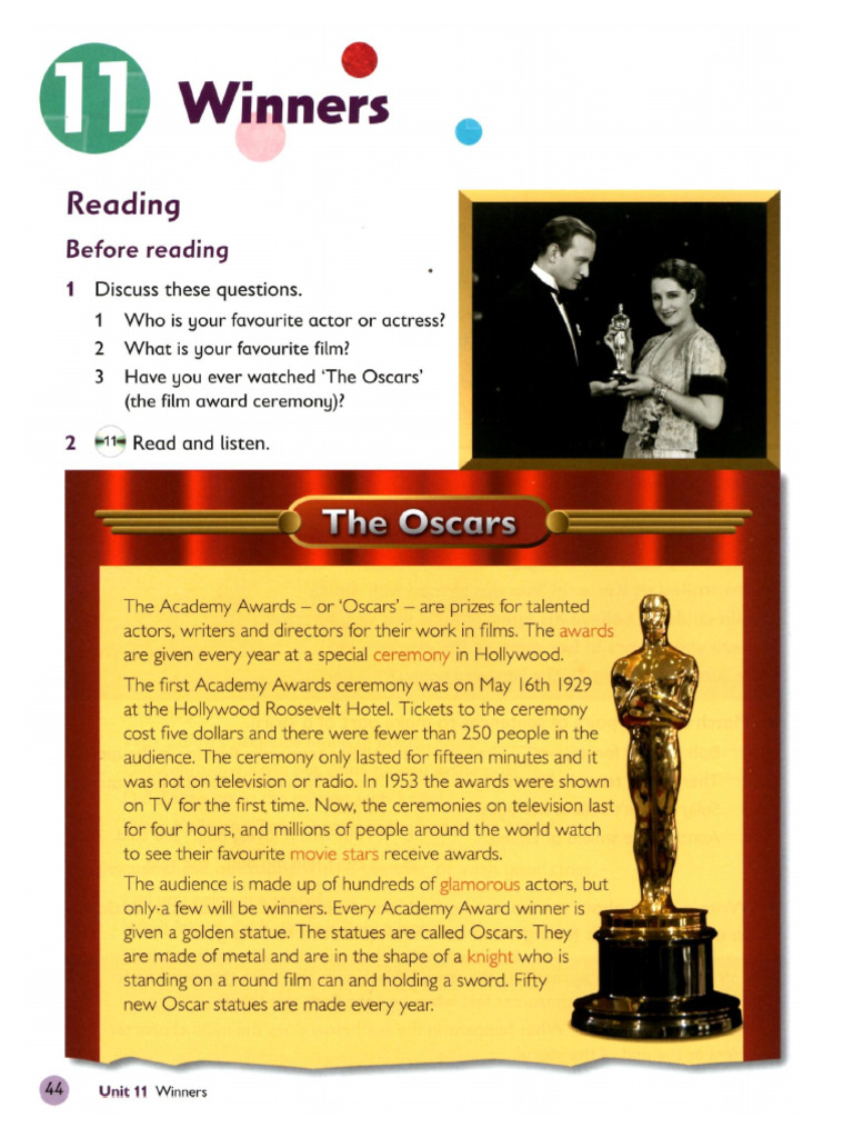 Reading Skills - Oscars | PDF