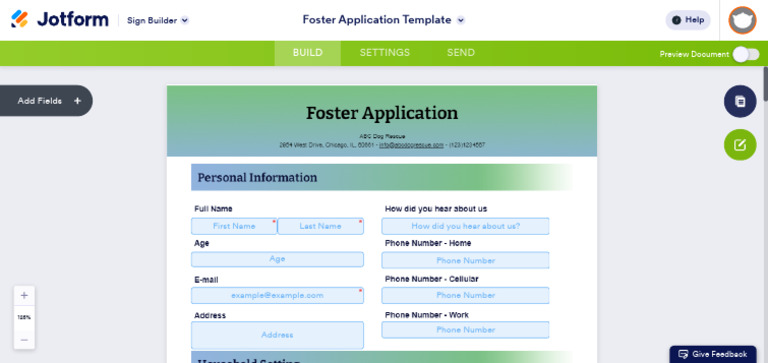Foster Application Form Template | PDF